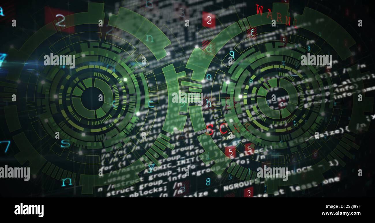 Image of scope scanning over data processing on blue background Stock ...
