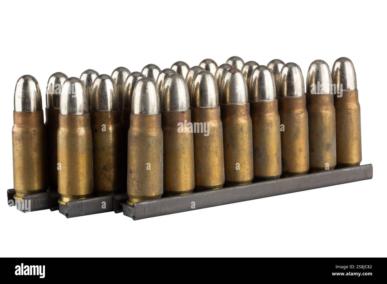 ammunition in a clips. Isolated on white background Stock Photo - Alamy