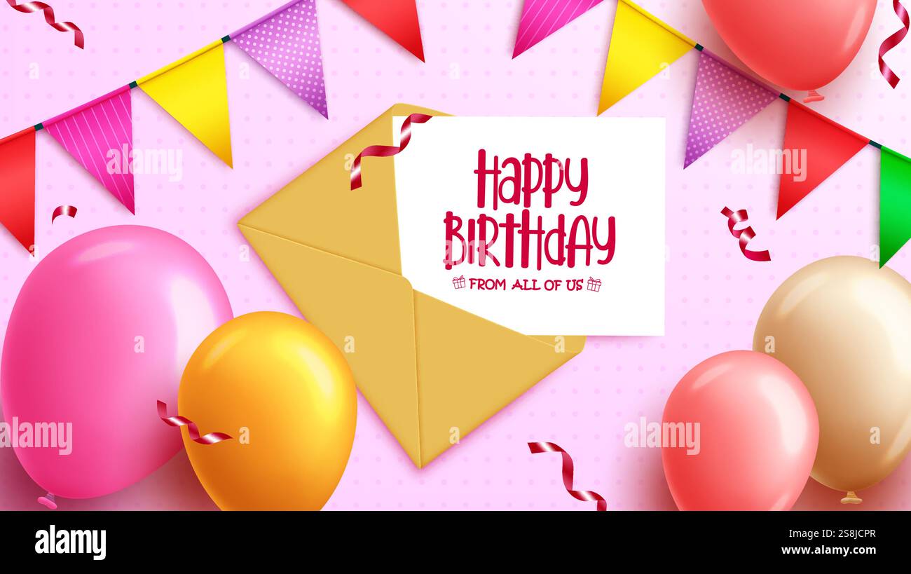 Happy birthday text vector design. Invitation and card template with ...