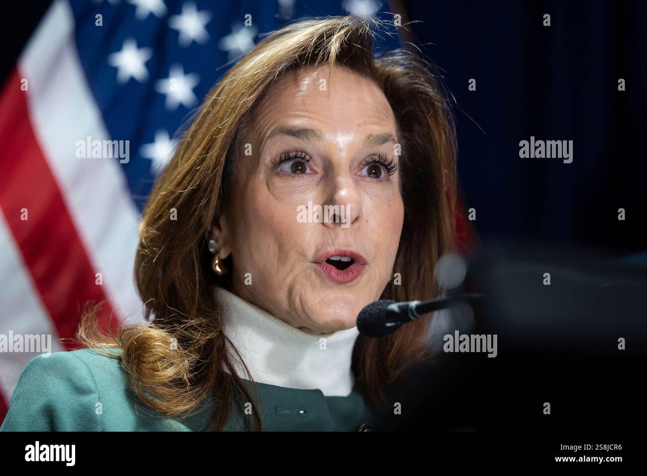 Rep. Lisa McClain (R-Mich.) speaks during a press conference at ...