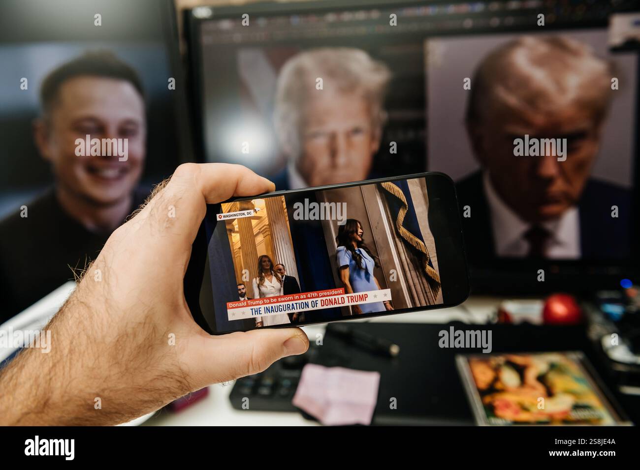Paris, France - Jan 20, 2025: A hand holding a smartphone showing ...