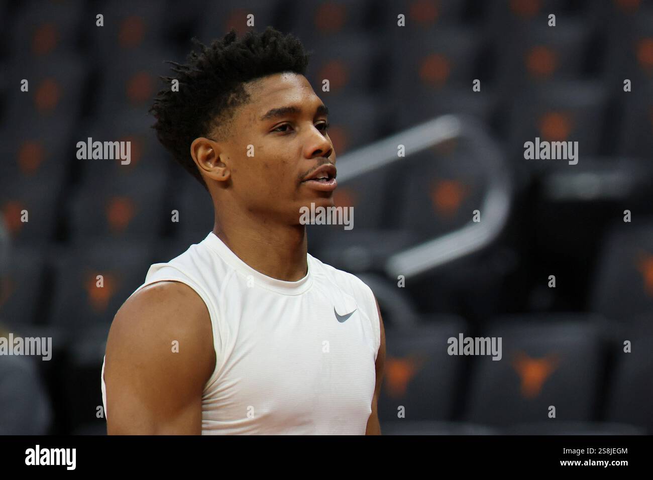 AUSTIN, TX - JANUARY 21: Texas Longhorns guard Julian Larry (1) leaves ...