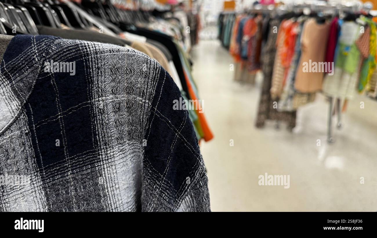 Clothing rack striped plaid hi-res stock photography and images - Alamy