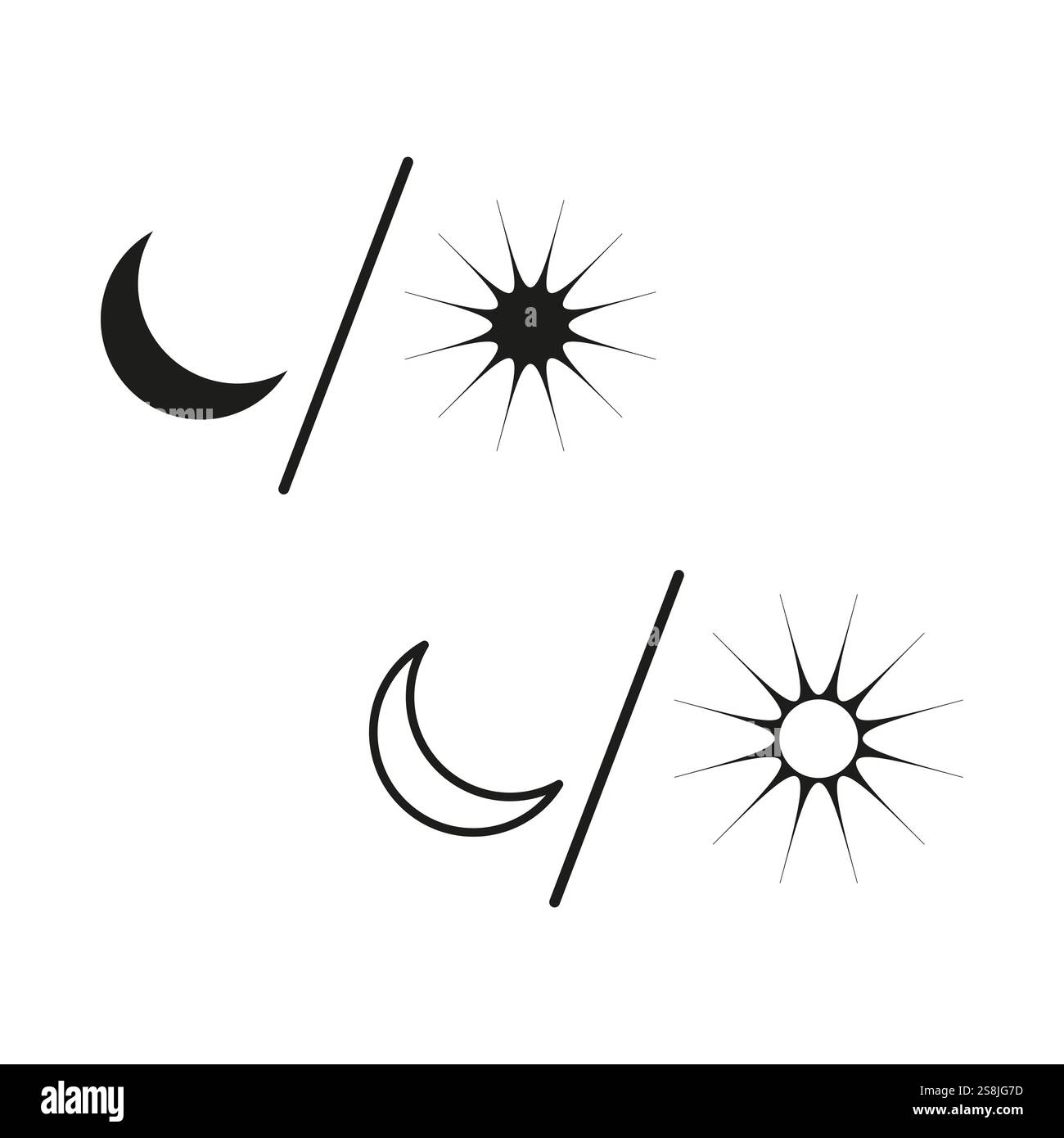 Sun and moon. Dual celestial symbols. Minimal vector style. Black and white design Stock Vector ...