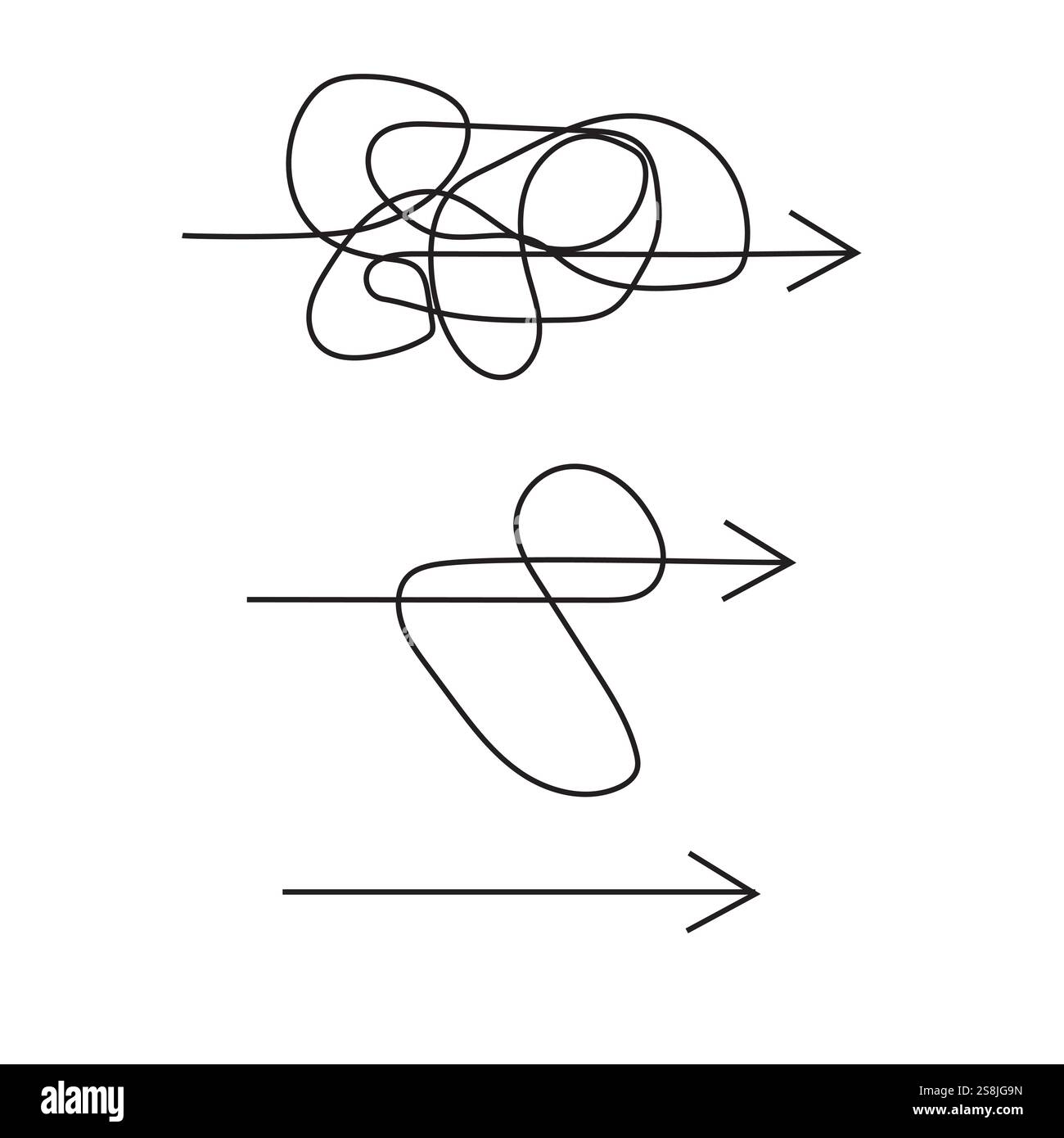 Messy arrow line. Abstract direction shape. Clear pathway symbol ...