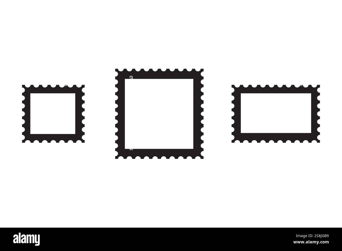Postage stamp frames. Black border vector. Square rectangular designs ...