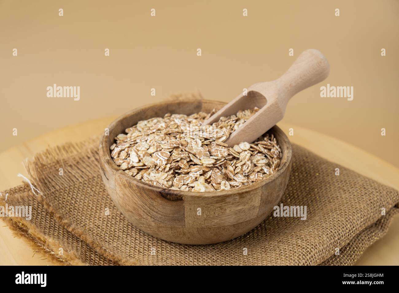 Raw oatmeal porridge Gluten free cereals. Health gut benefits. Concept ...
