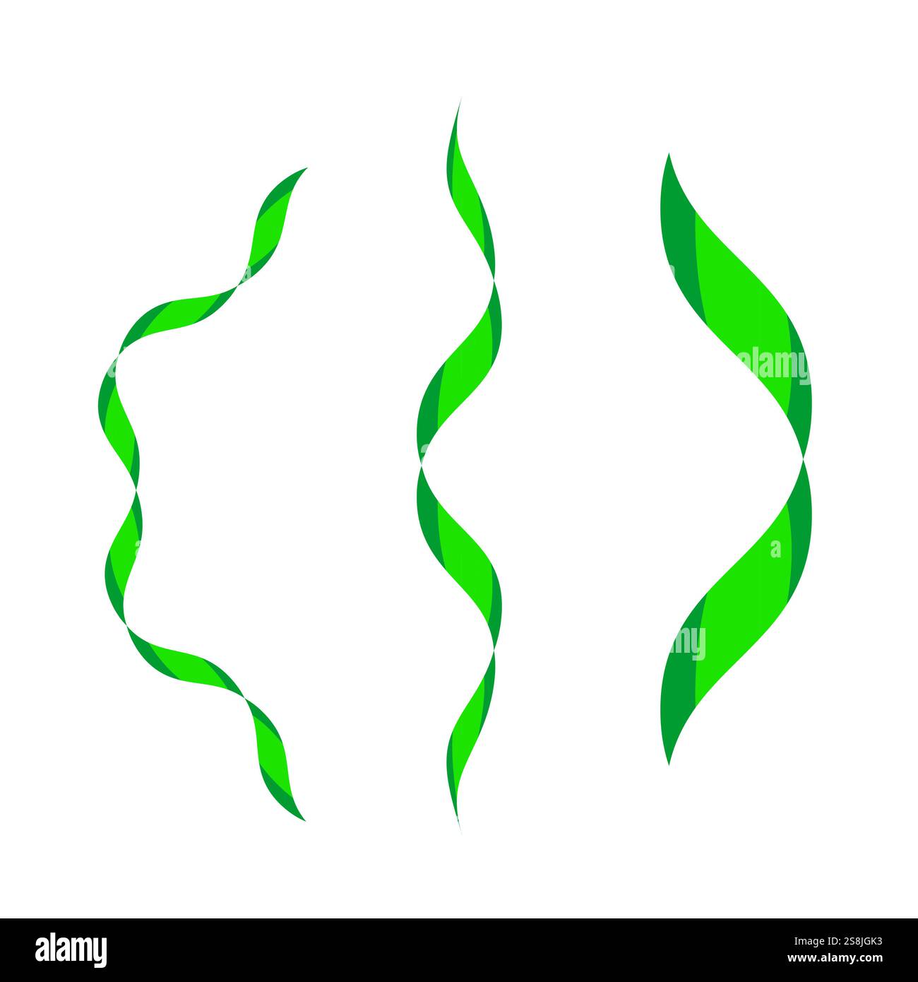 Green spiral ribbon. Abstract twisted shape. Elegant decorative curve ...