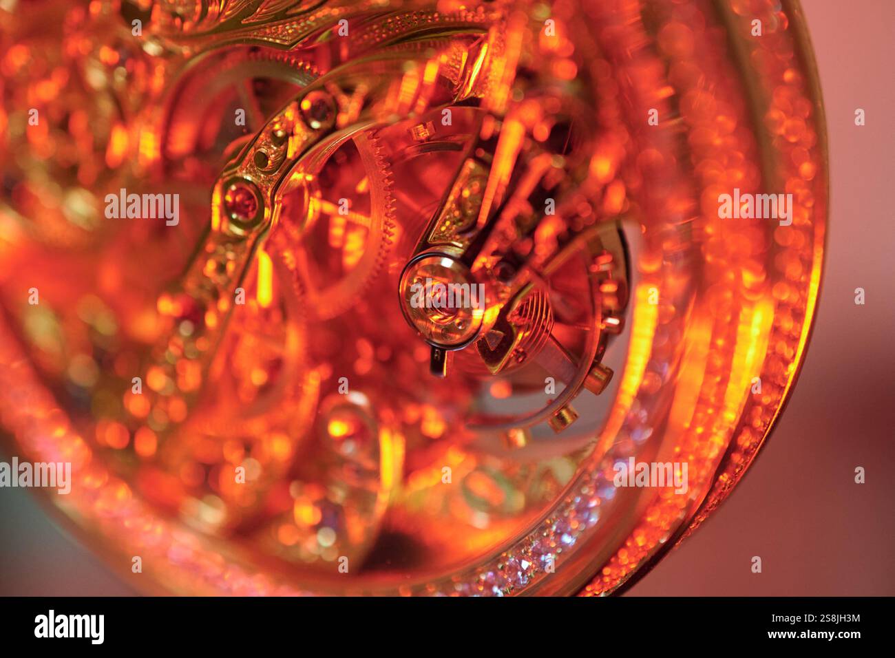 Intricate beauty of a jewelry watch mechanism captured in vibrant macro ...