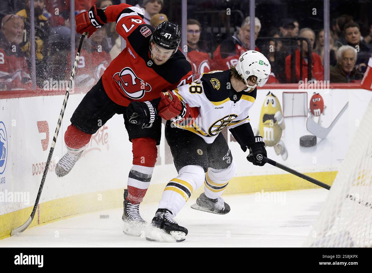 New Jersey Devils center Paul Cotter (47) battles for the puck with ...