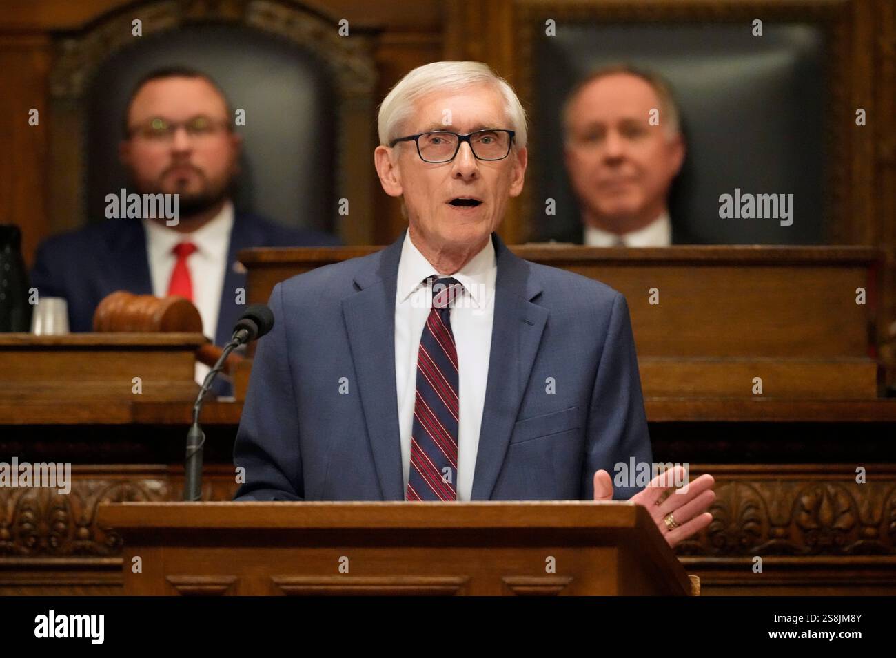 Wisconsin Gov. Tony Evers gives the annual State of the State address Wednesday, Jan. 22, 2025 ...