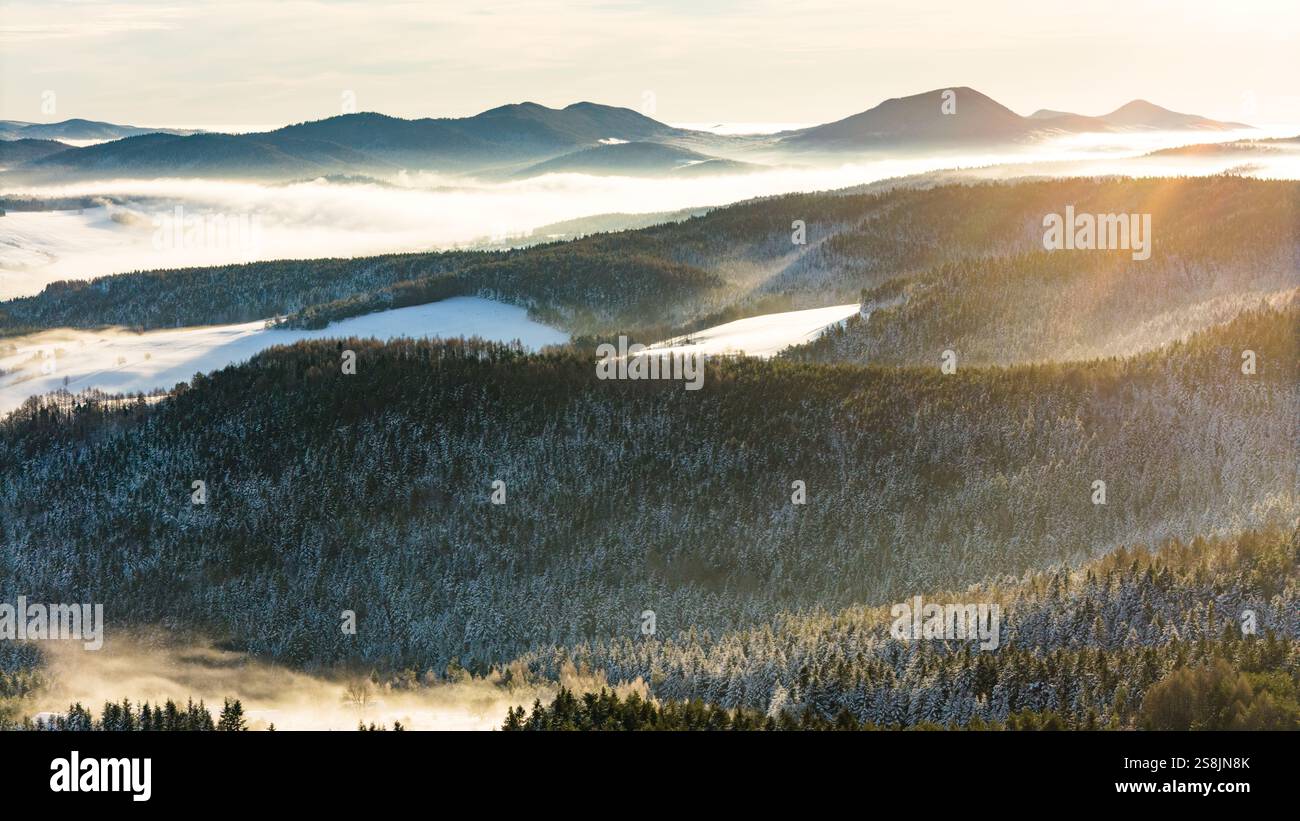 Snowy Polish Highlands: A Winter Aerial Panorama Stock Photo - Alamy