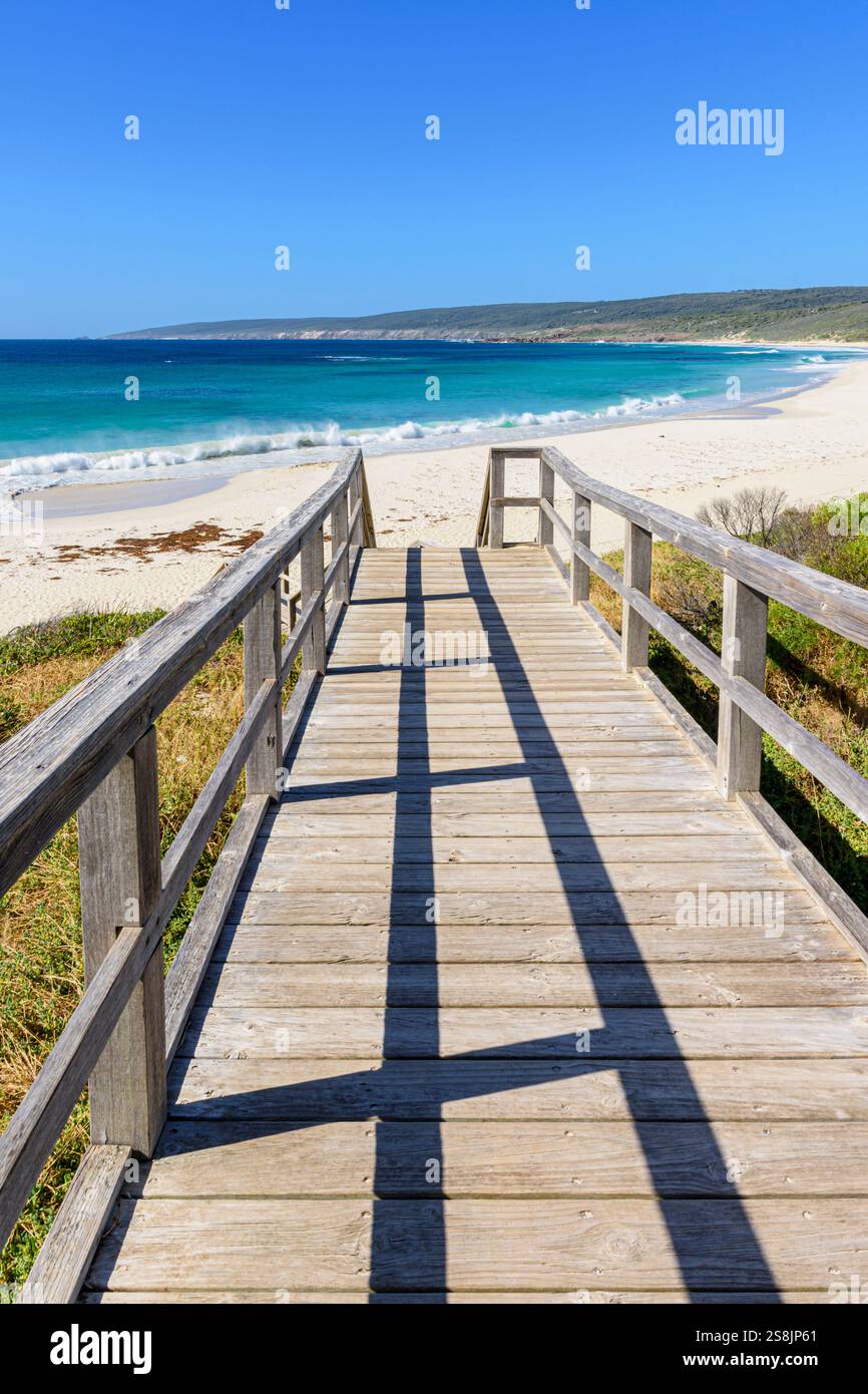 Wooden walkway down to picturesque Smiths Beach, Yallingup, Western ...