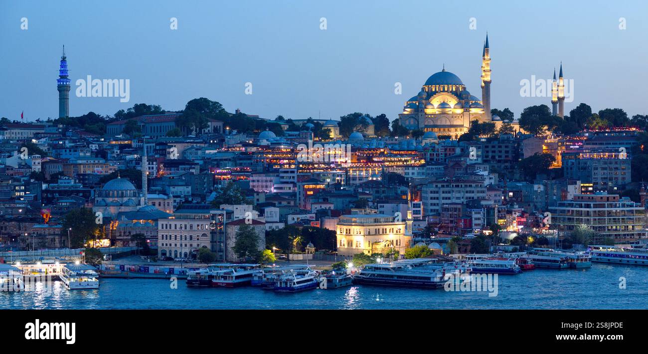Golden Horn and Galata Bridge seen from Karakoy Terrace, Istanbul ...