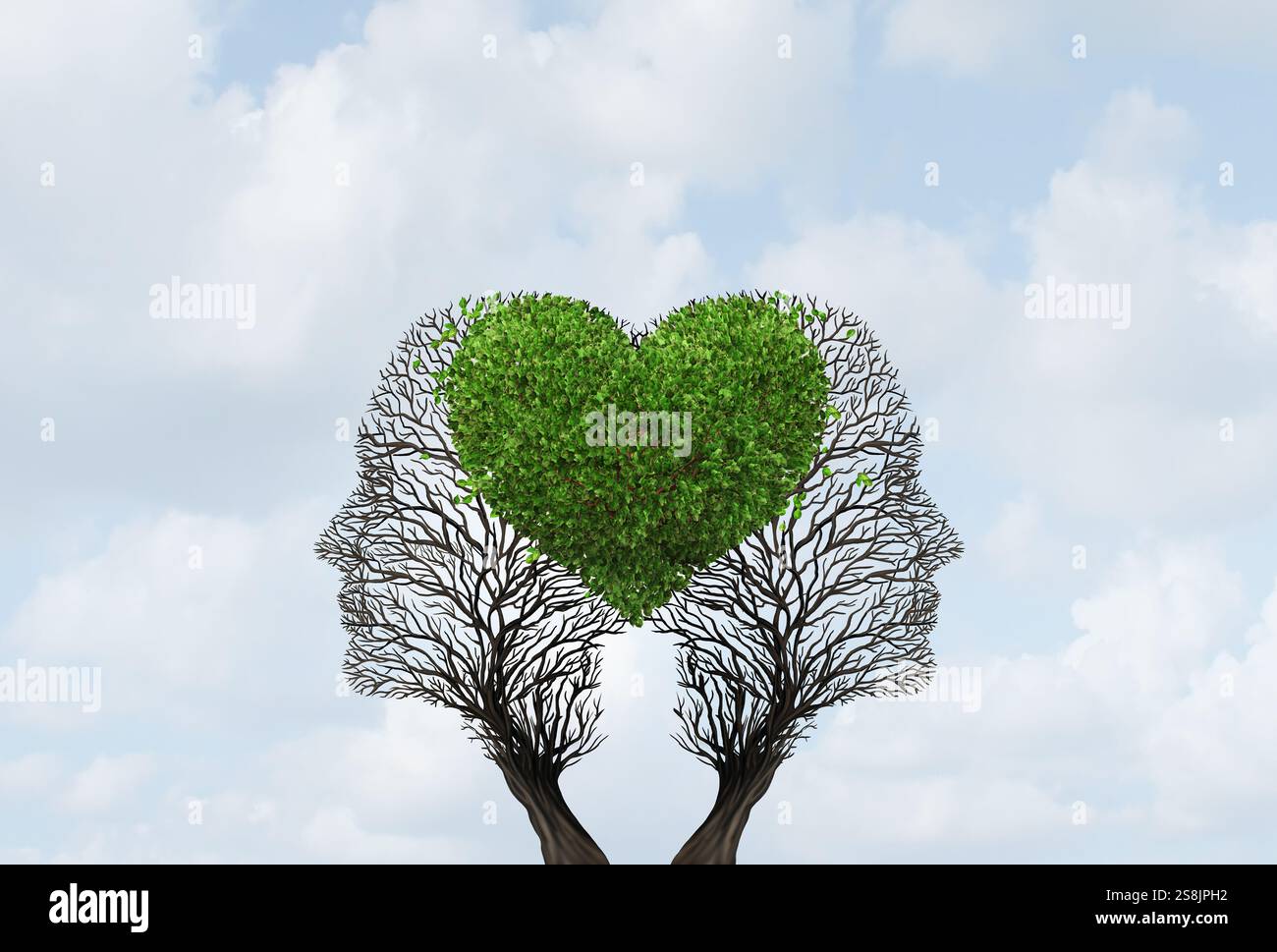 Healing Together with the power of love as two separate trees uniting ...