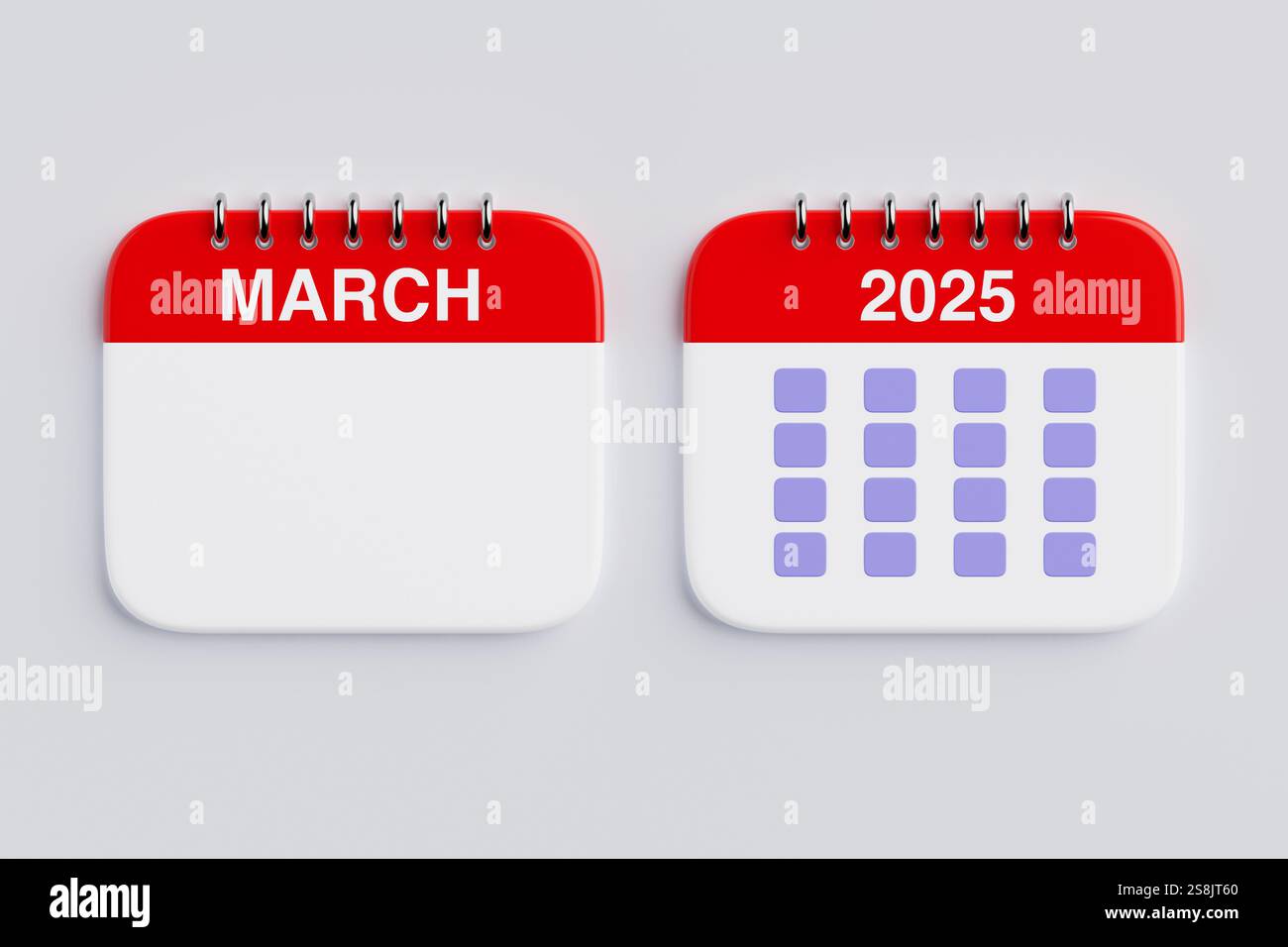 2025 Year March Month Calendar Icon on a white background. 3d Rendering ...