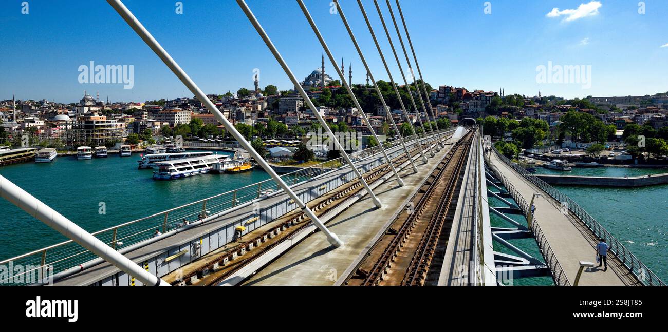 Metro stop on Halic Metro Bridge, Istanbul, Turkey Stock Photo - Alamy