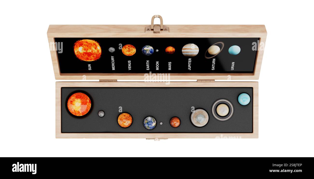 Education Training Model of the Solar System in Gift Wooden Box on a ...