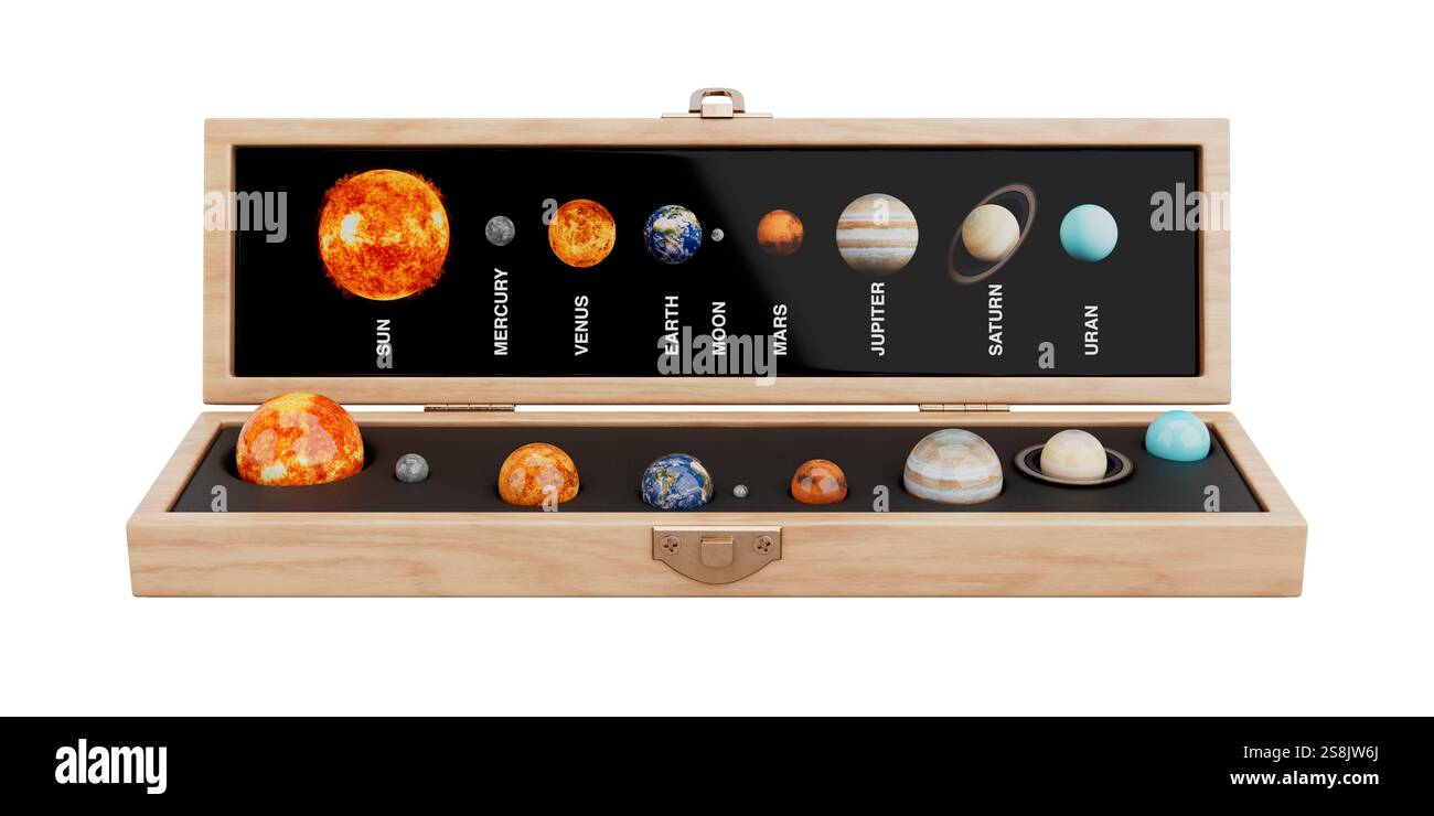 Education Training Model of the Solar System in Gift Wooden Box on a ...
