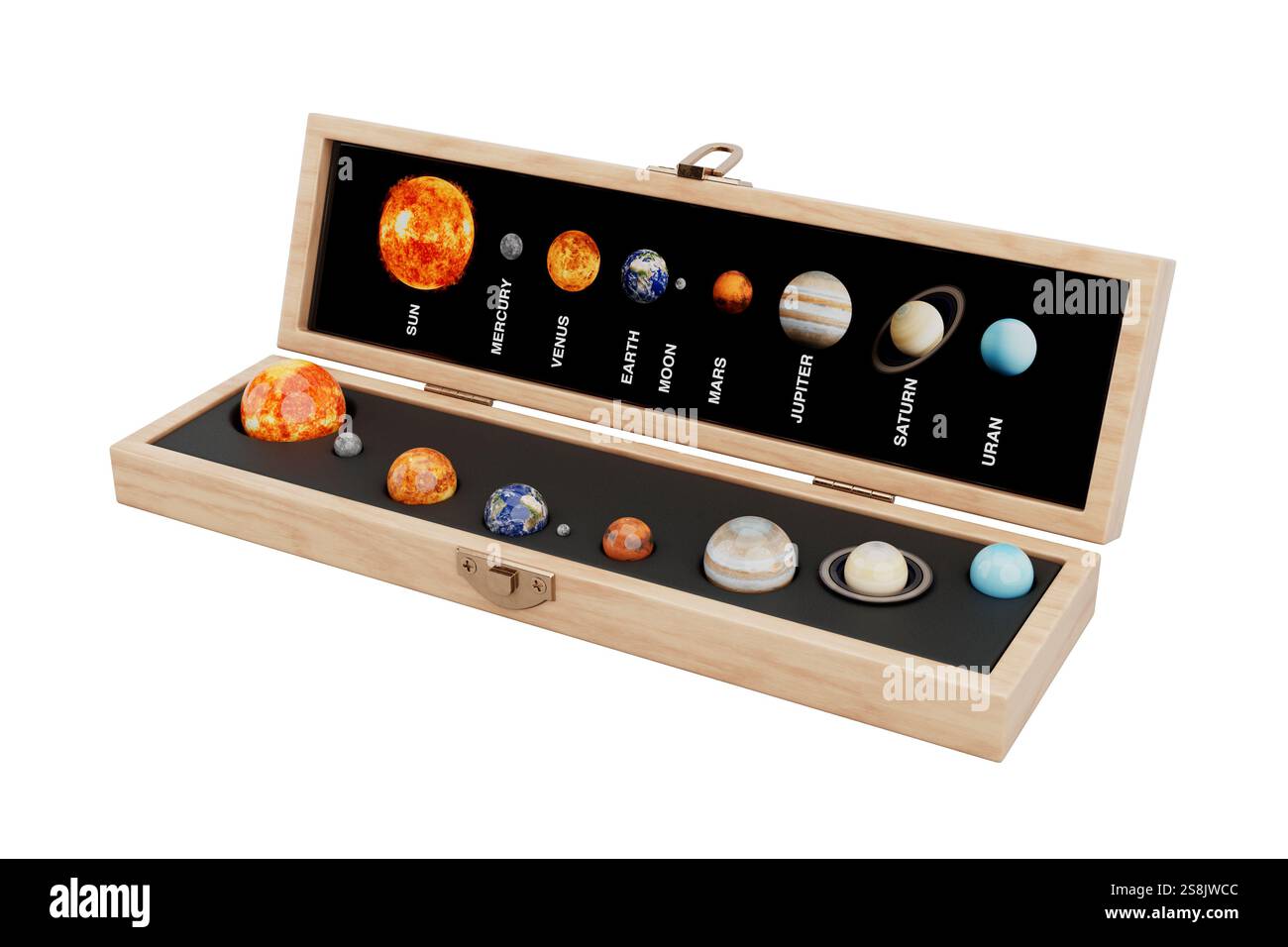 Education Training Model of the Solar System in Gift Wooden Box on a ...