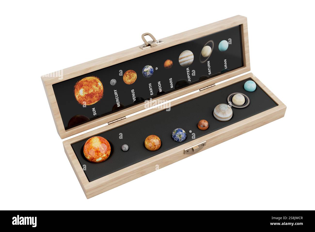 Education Training Model of the Solar System in Gift Wooden Box on a ...
