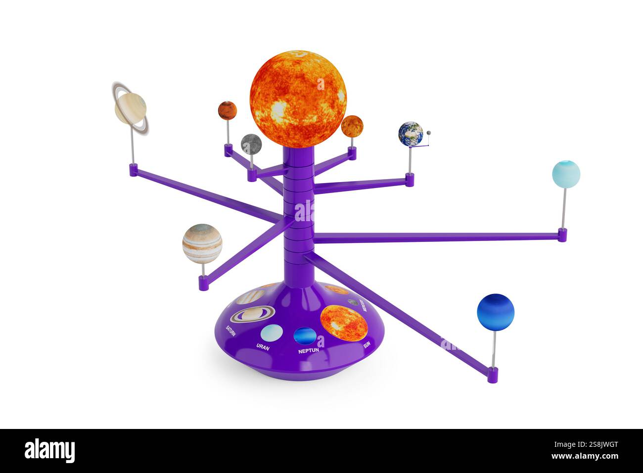Education Training Model of the Solar System on a white background. 3d ...