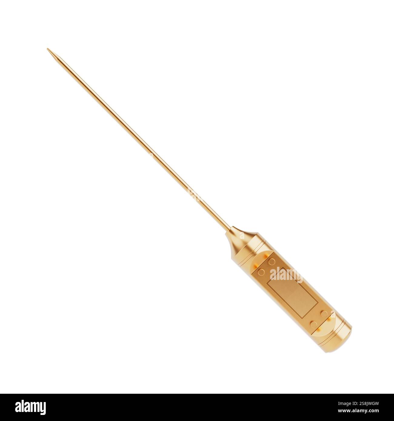 Golden Digital Food Cooking Thermometer with Probe on a white ...