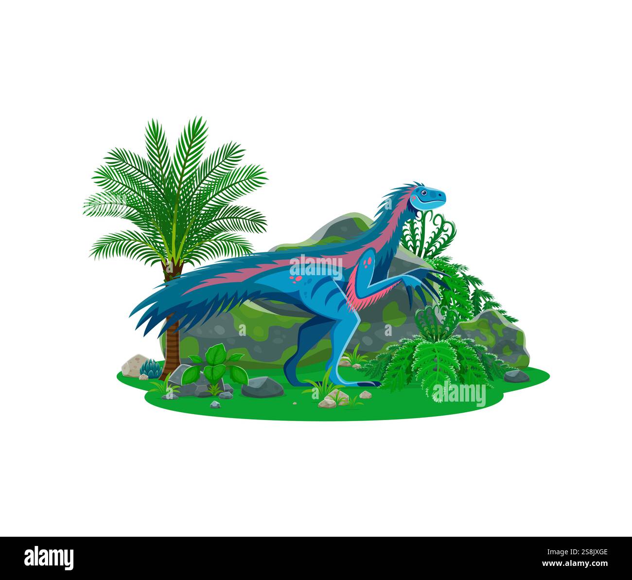 Extinct Therizinosaurus dinosaur cute character. Prehistoric reptile ...