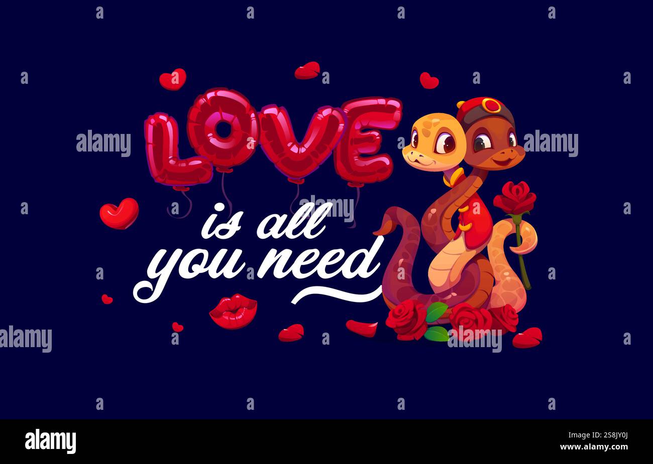 Love is all you need valentines day quote phrase. Vector two adorable ...