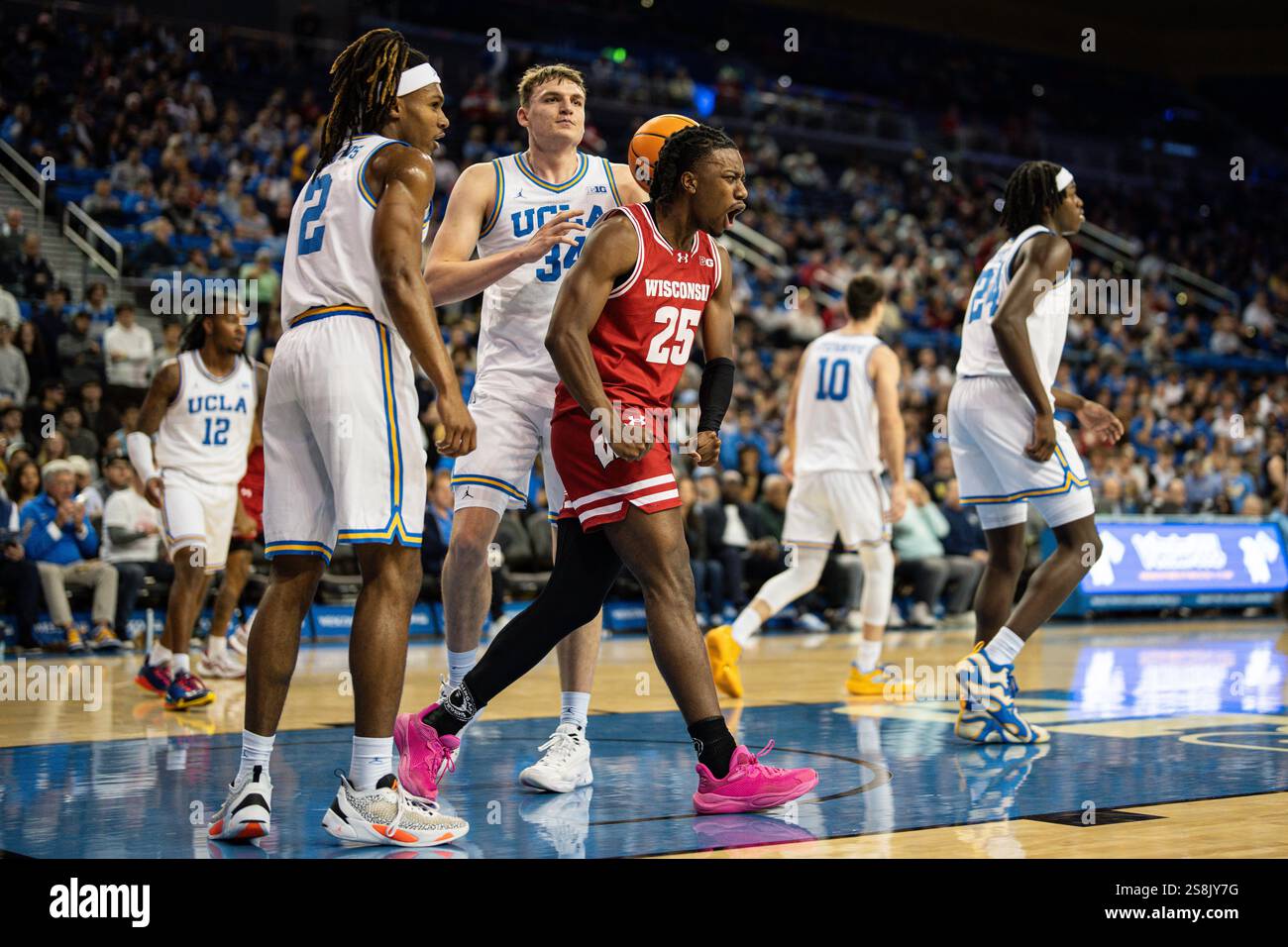 Westwood, United States. 22nd Jan, 2025. Wisconsin Badgers guard John ...