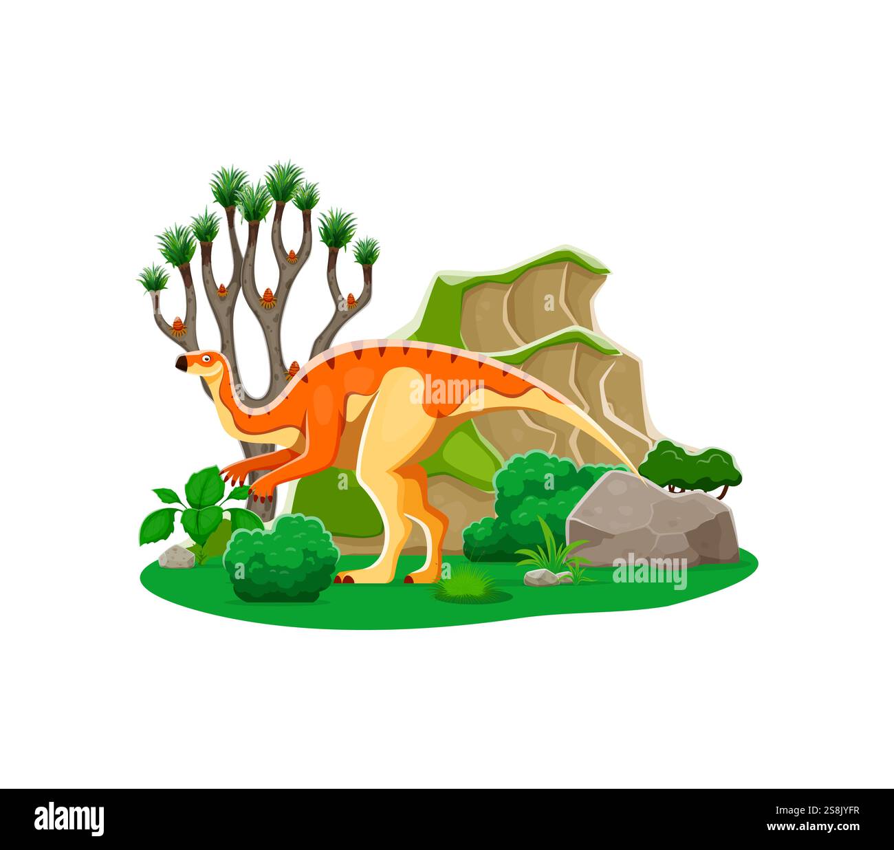 Probactosaurus prehistoric dinosaur cartoon character. Isolated vector ...
