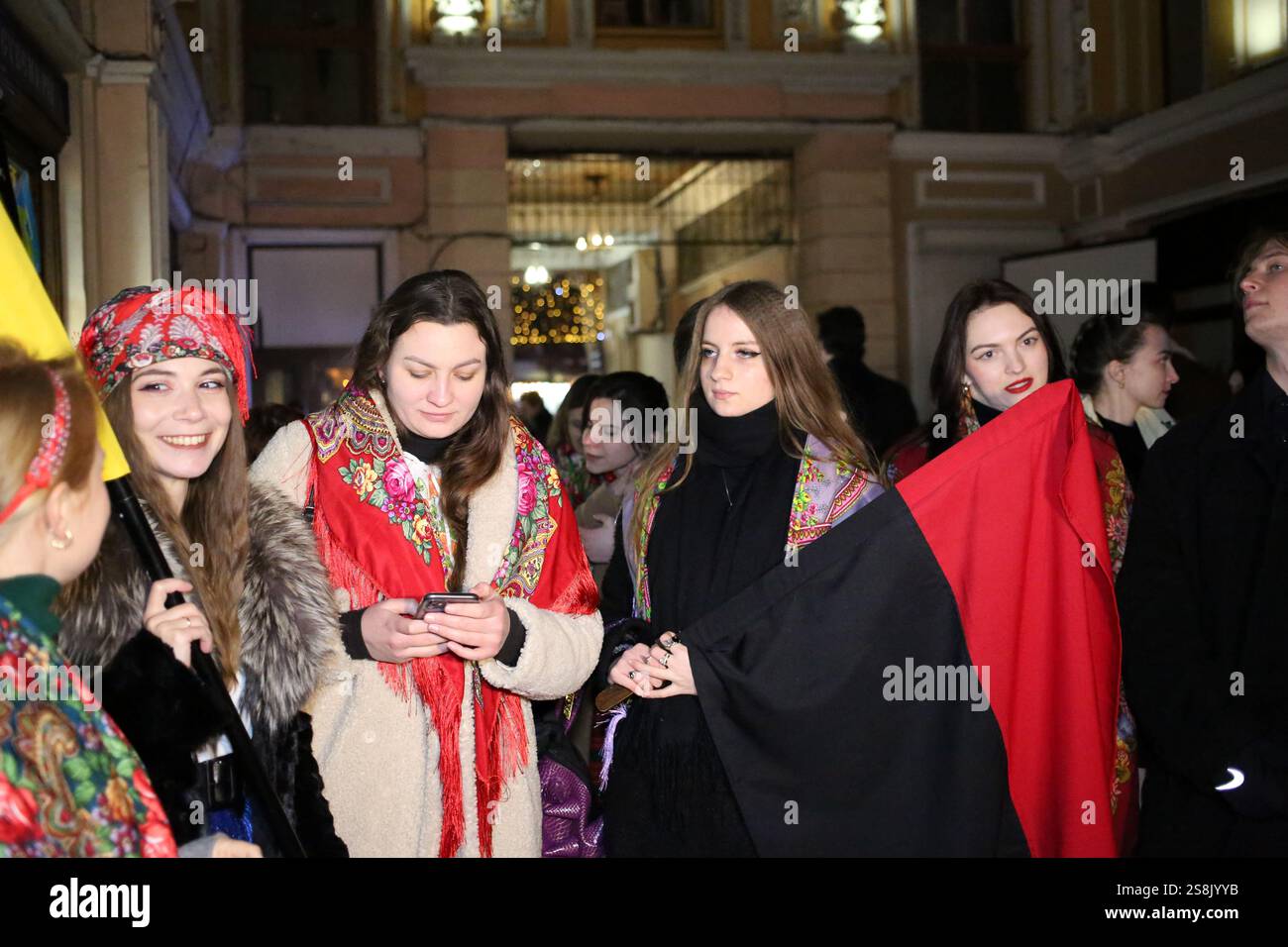 Participants of the event for Ukraine's Unity Day were seen before the ...