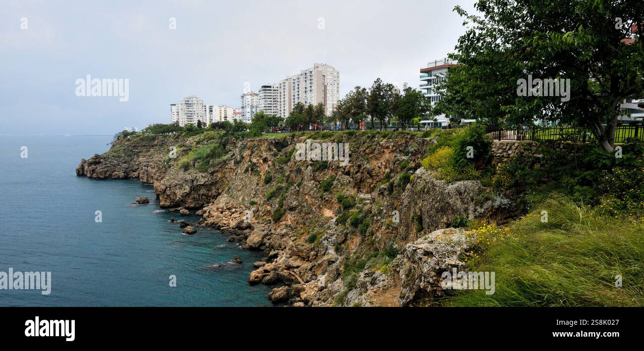 Buildings on cliff, Antalya, Turkey Stock Photo - Alamy