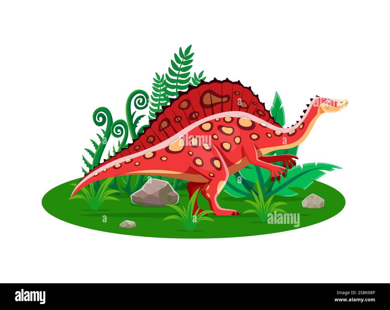 Ouranosaurus prehistoric dinosaur cartoon character. Isolated vector ...