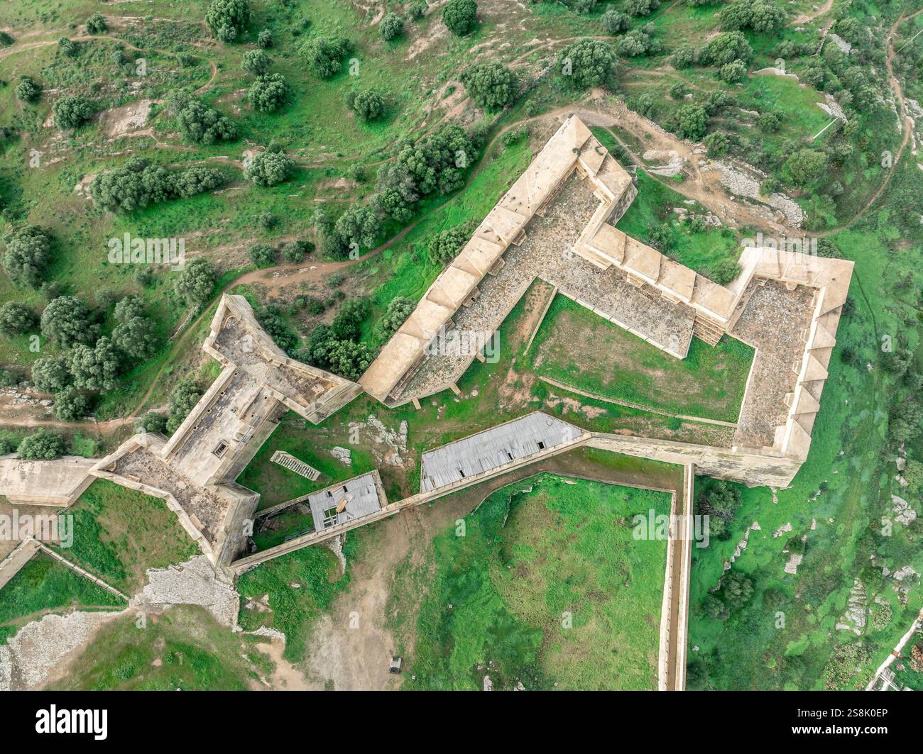 Aerial view of the Castro Marim Forte de São Sebastião fortress horn ...