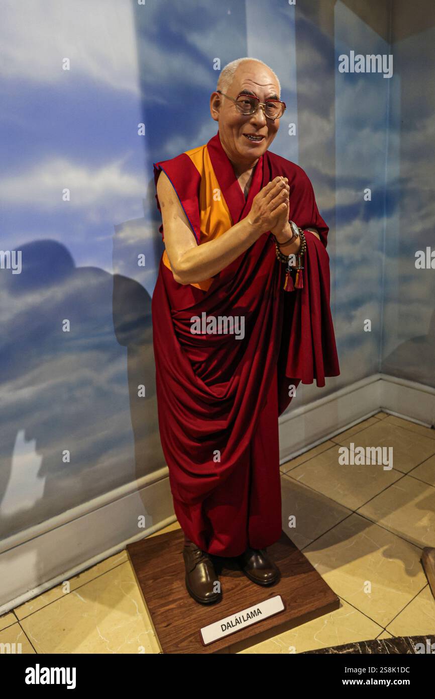 Dalai Lama in a Wax museum in Mexico City CDMX. It exhibits figures and ...