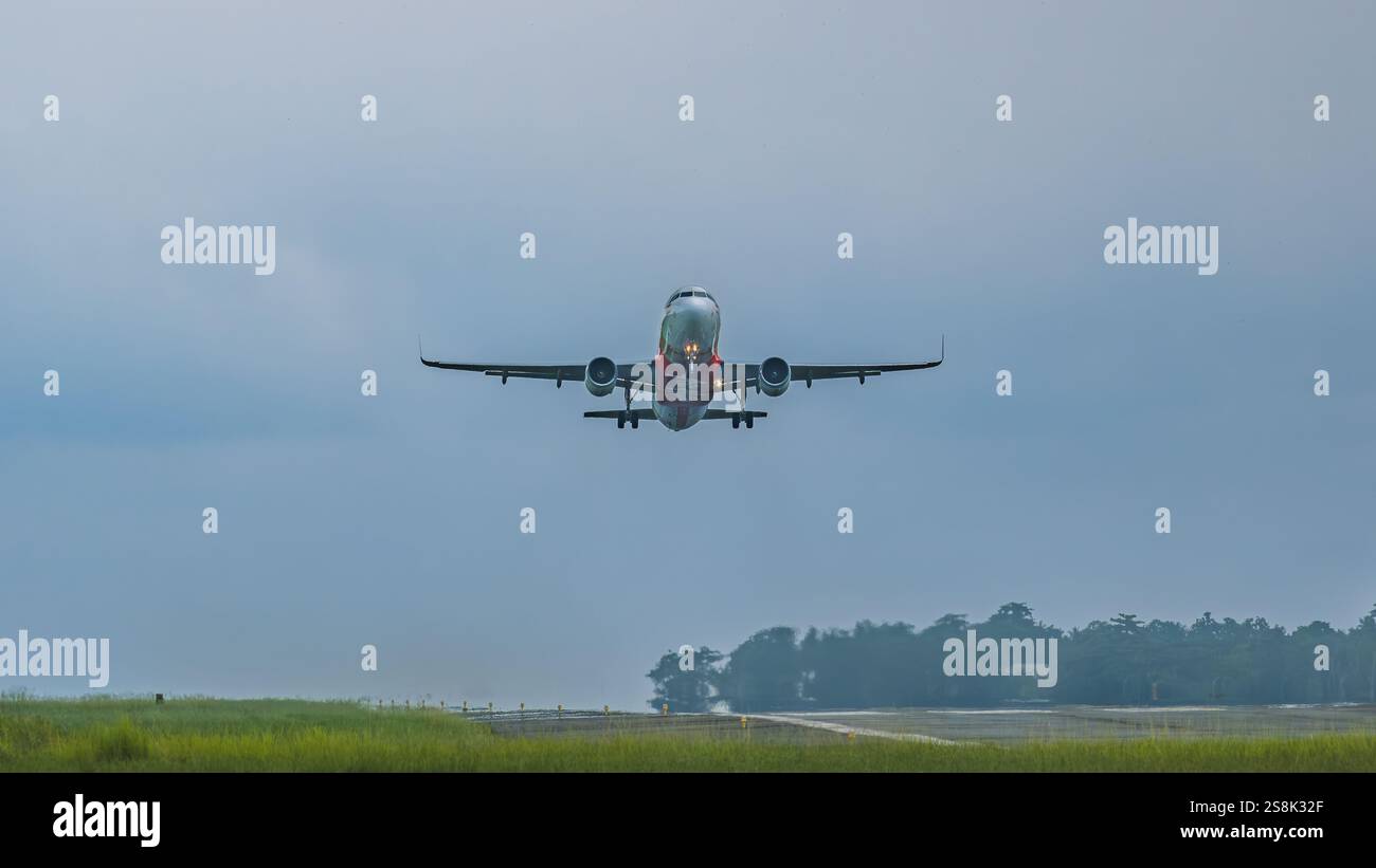 Balikpapan, Indonesia - January 13rd, 2025. Dramatic image of airasia ...