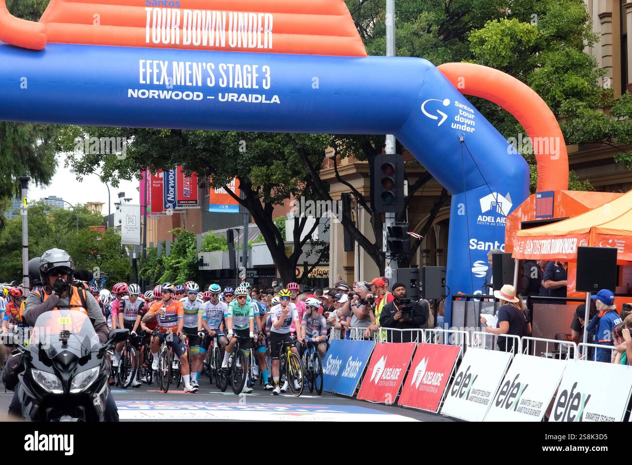 Riders departing the start of stage 3 of the 2025 Tour Down Under ...