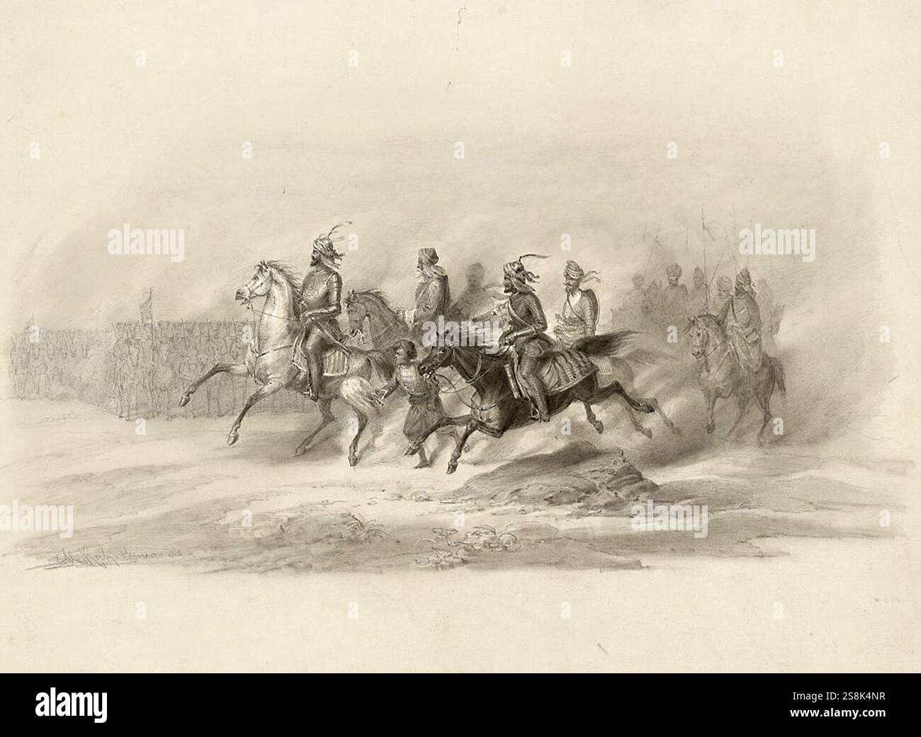 Raja Lal Singh reviewing troops at Lahore before the Battle of Sobraon ...