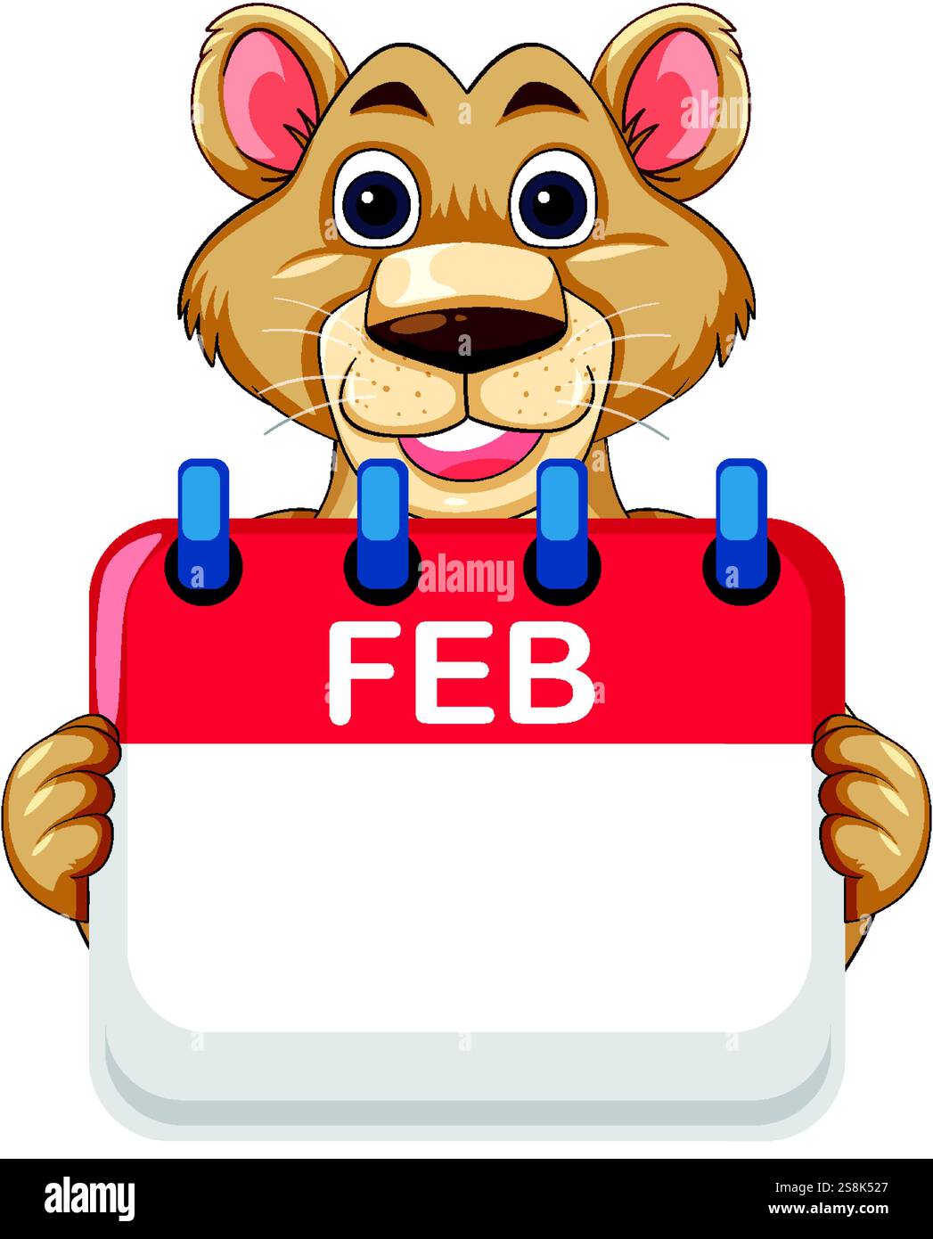 Cute lion cub with a February calendar Stock Vector Image & Art - Alamy