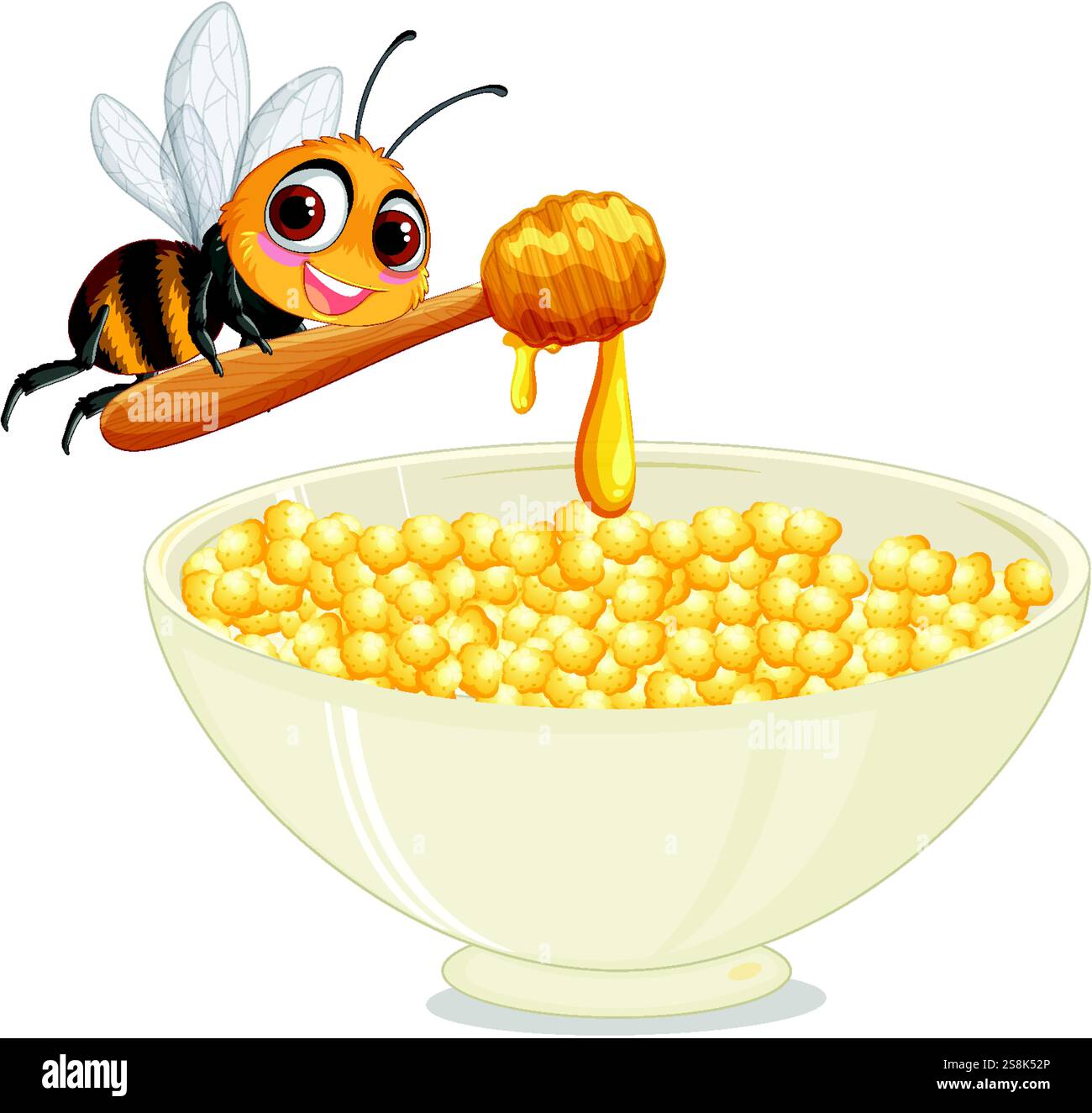 A happy bee pouring honey over cereal Stock Vector Image & Art - Alamy