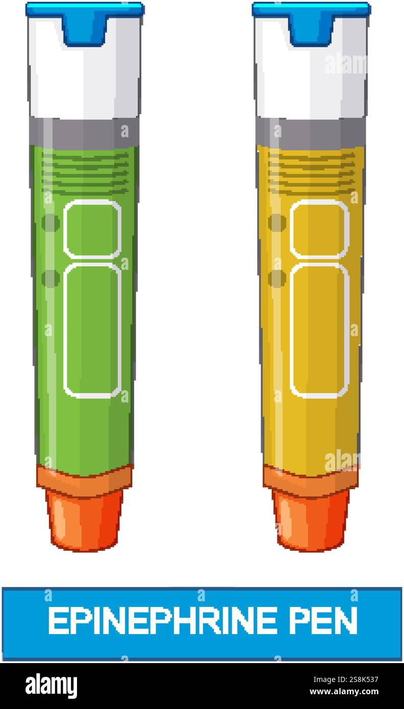 Colorful epinephrine pens for emergency medical use Stock Vector Image ...