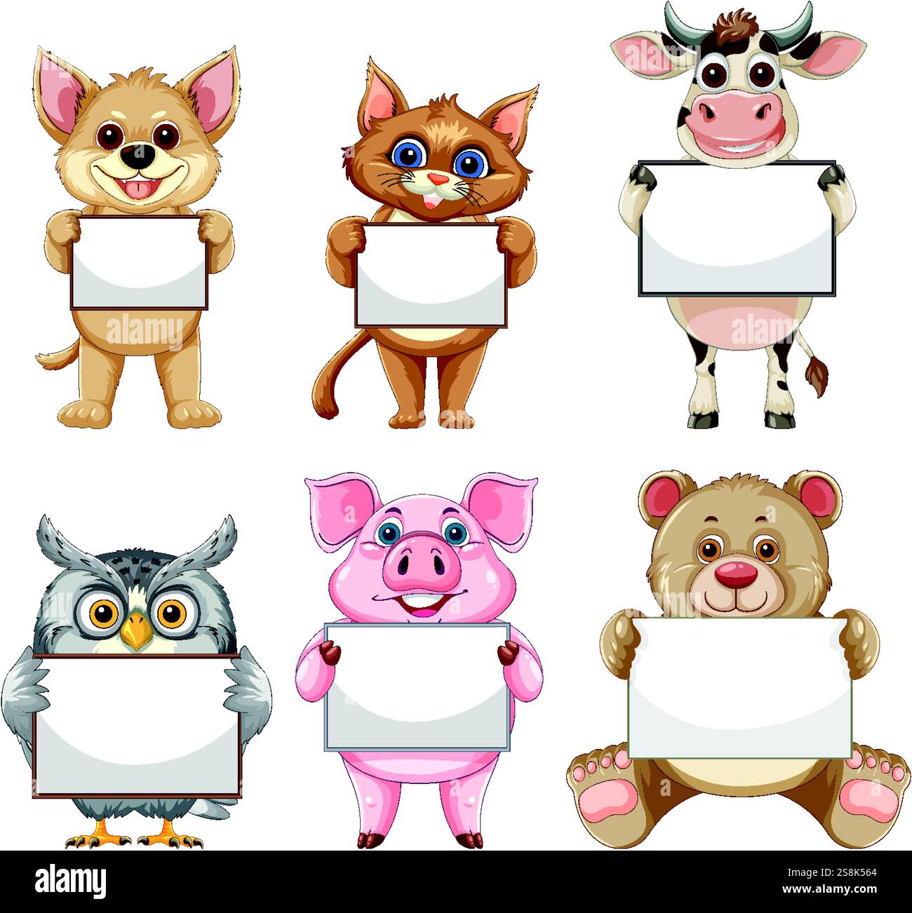 Adorable animals with blank signs for messages Stock Vector Image & Art ...