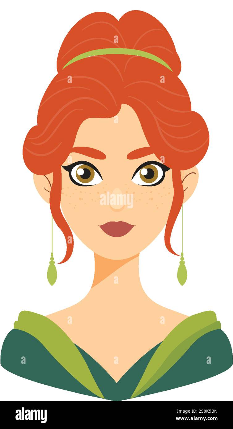 Illustration of a princess with red hair Stock Vector Image & Art - Alamy