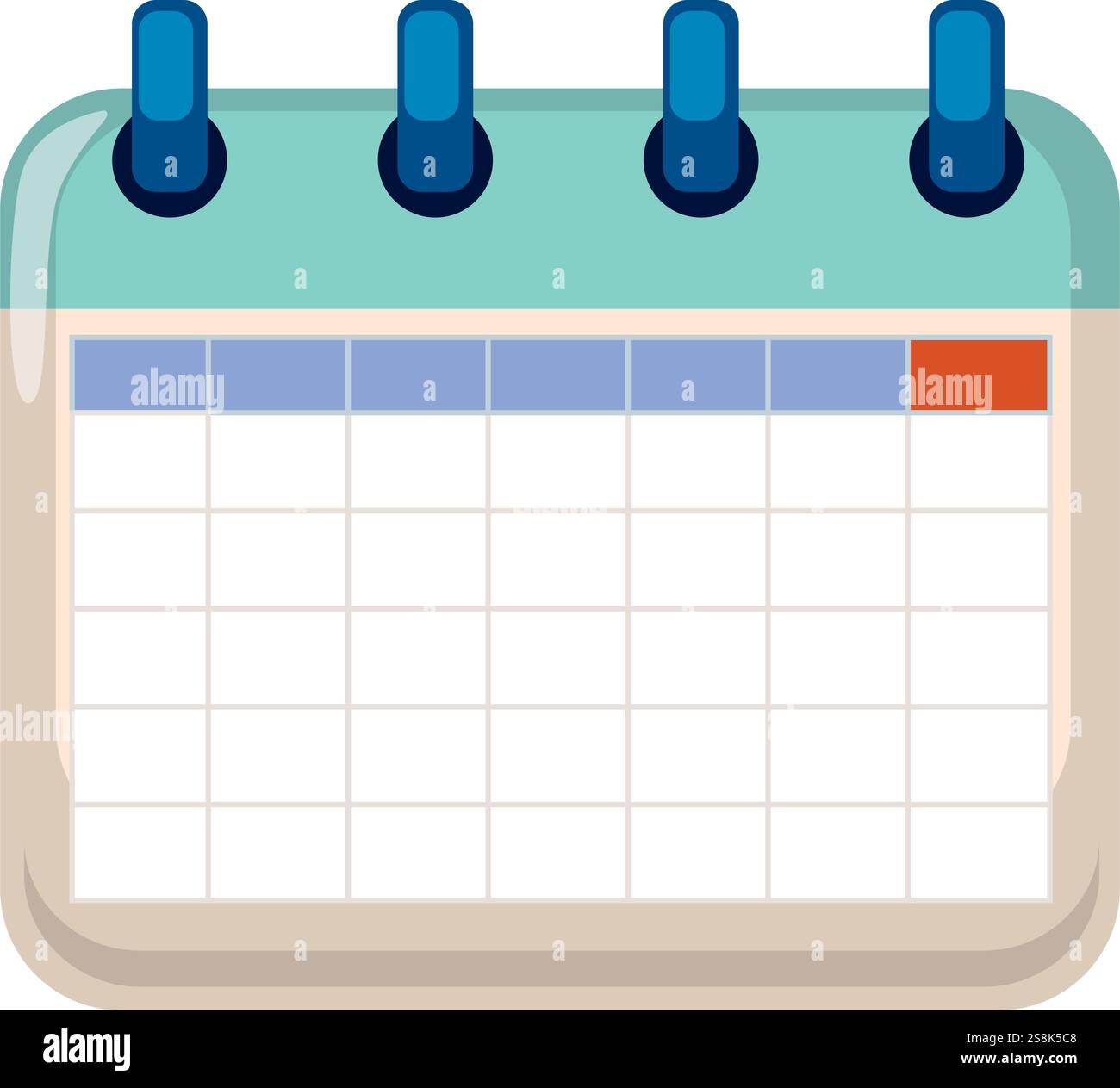 Illustration of a calendar with blue and red highlights Stock Vector ...