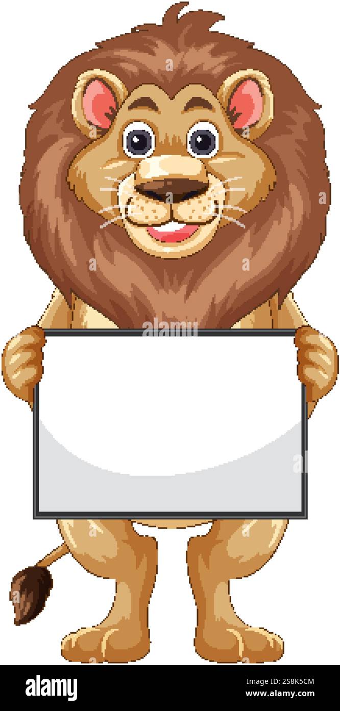 Cartoon lion holding a blank white sign Stock Vector Image & Art - Alamy