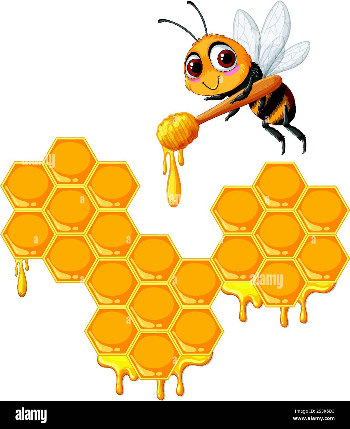 A cheerful bee with dripping honeycomb Stock Vector Image & Art - Alamy