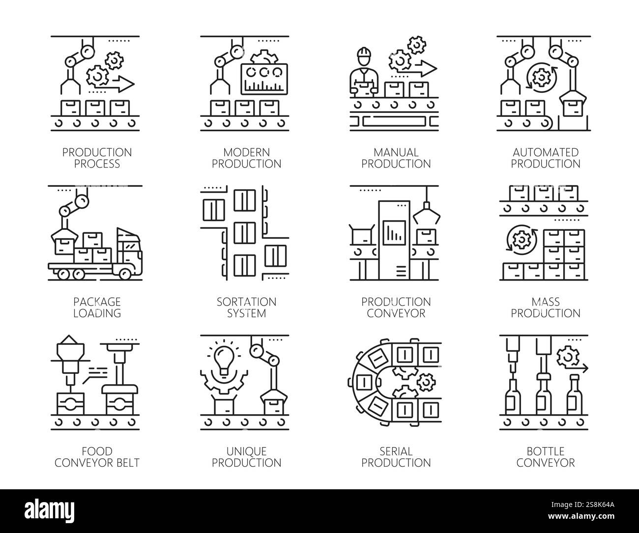 Food factory automated robotic conveyor Black and White Stock Photos ...