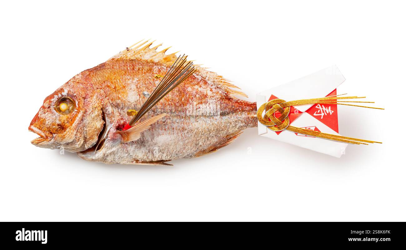 Traditional Japanese Grilled Tai Fish Isolated on White Background.View ...
