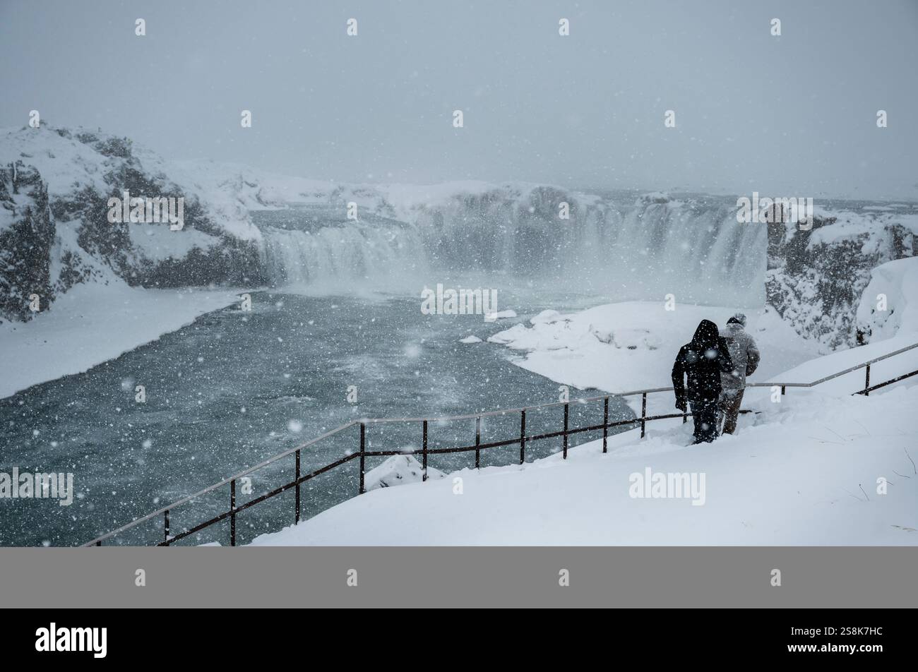 Akureyri, Iceland. 10th Jan, 2025. Two people are seen standing close ...